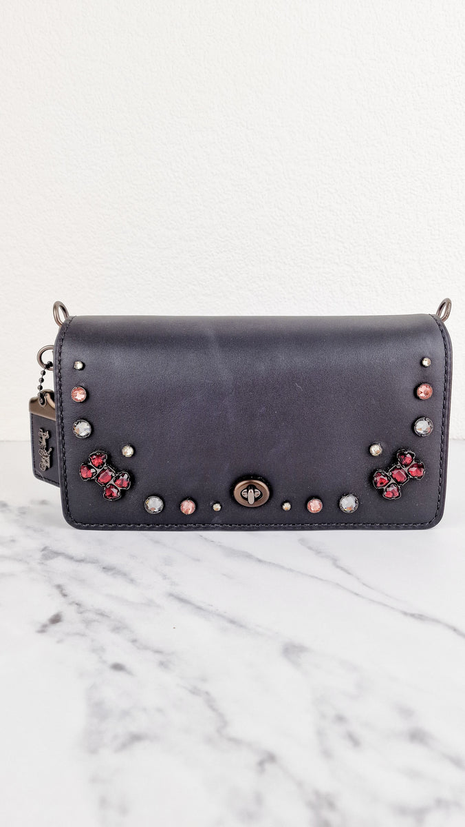 Coach 1941 Dinky Black with Crystal Bow Embellishment - Smooth Leather ...