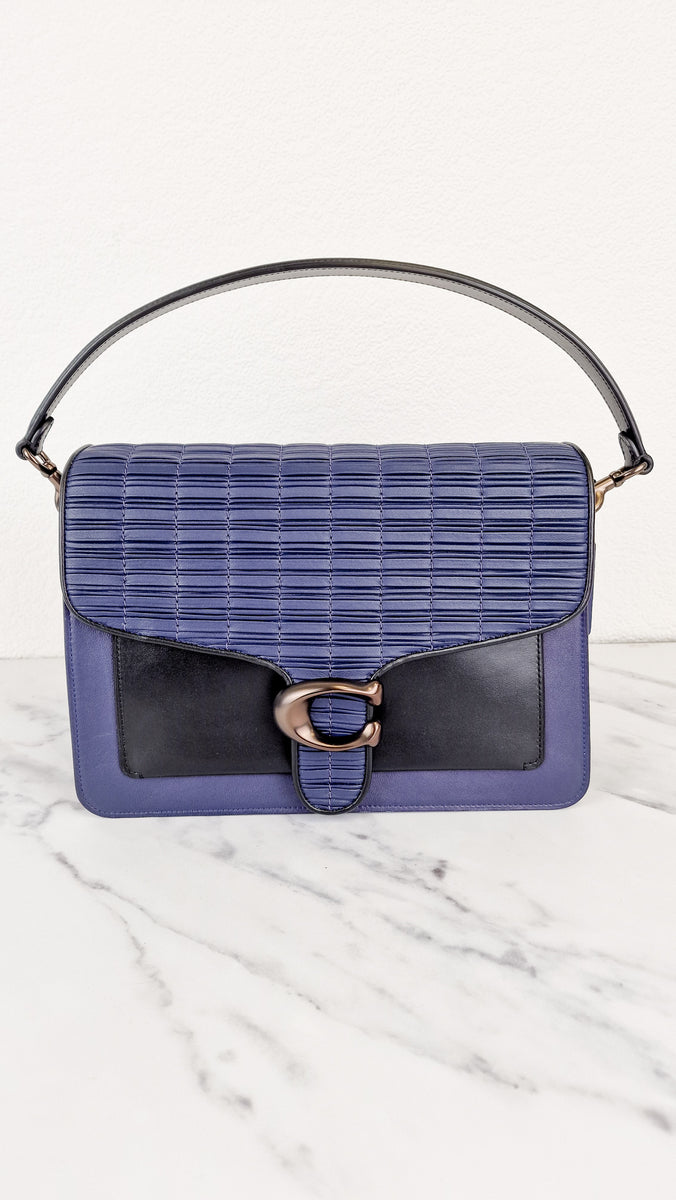 Coach Tabby Sample Bag with Ruched Pleating in Cadet Blue and Black Le ...