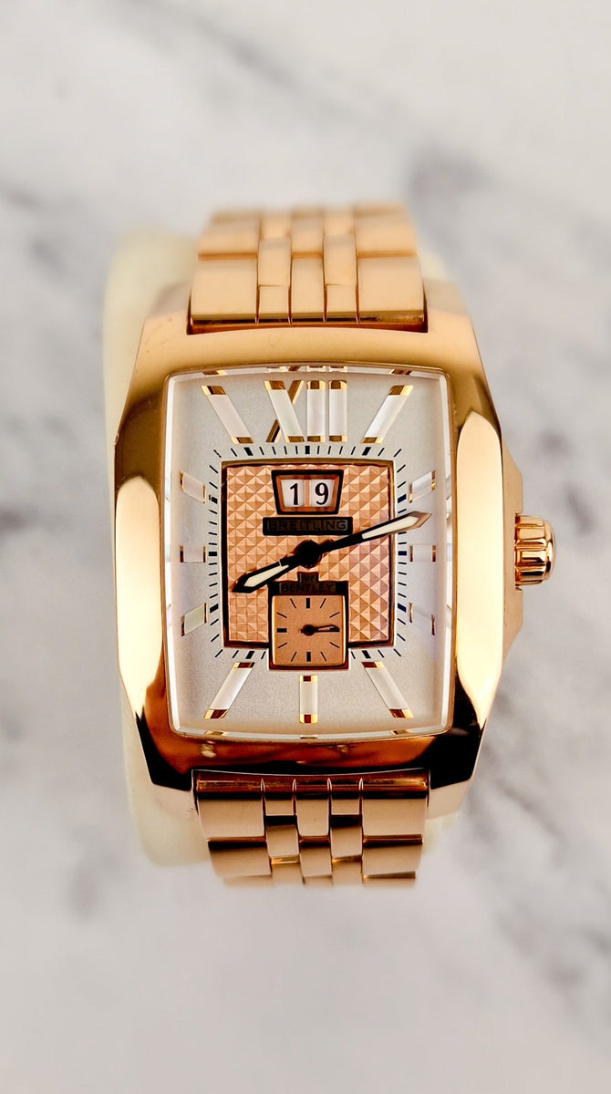 Breitling for Bentley Flying B Date 18K Rose Gold Watch MOP Full Set B ...
